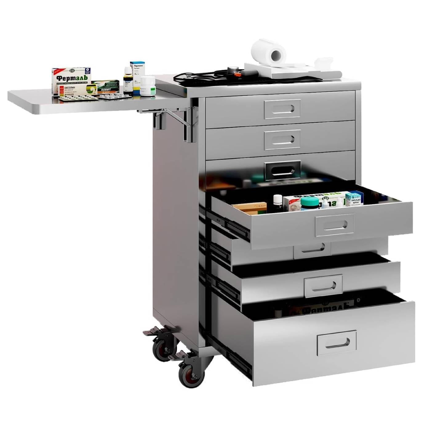 Reykilor 7 Drawers Dental Assistant's Special Mobile Cabinet, Stainless ...