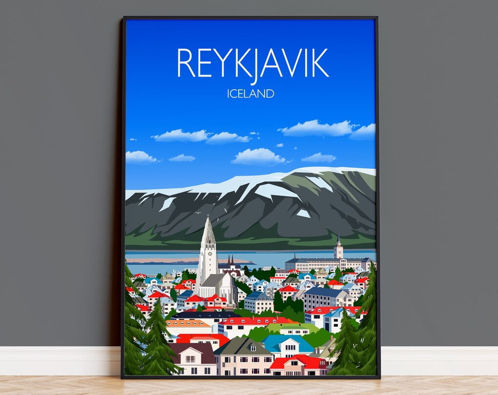 Reykjavik Travel Print Wall Art, Reykjavik Travel Poster, Iceland Wall ...