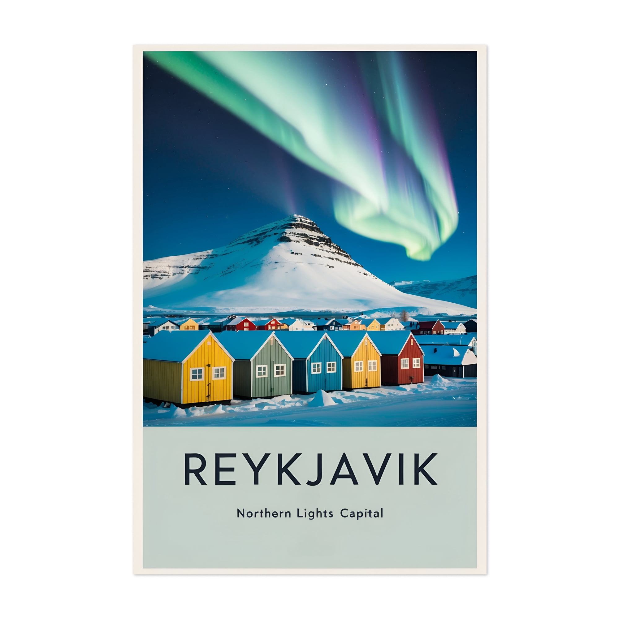 Reykjavik Vintage Travel Poster – Northern Lights Capital - Reykjavík ...