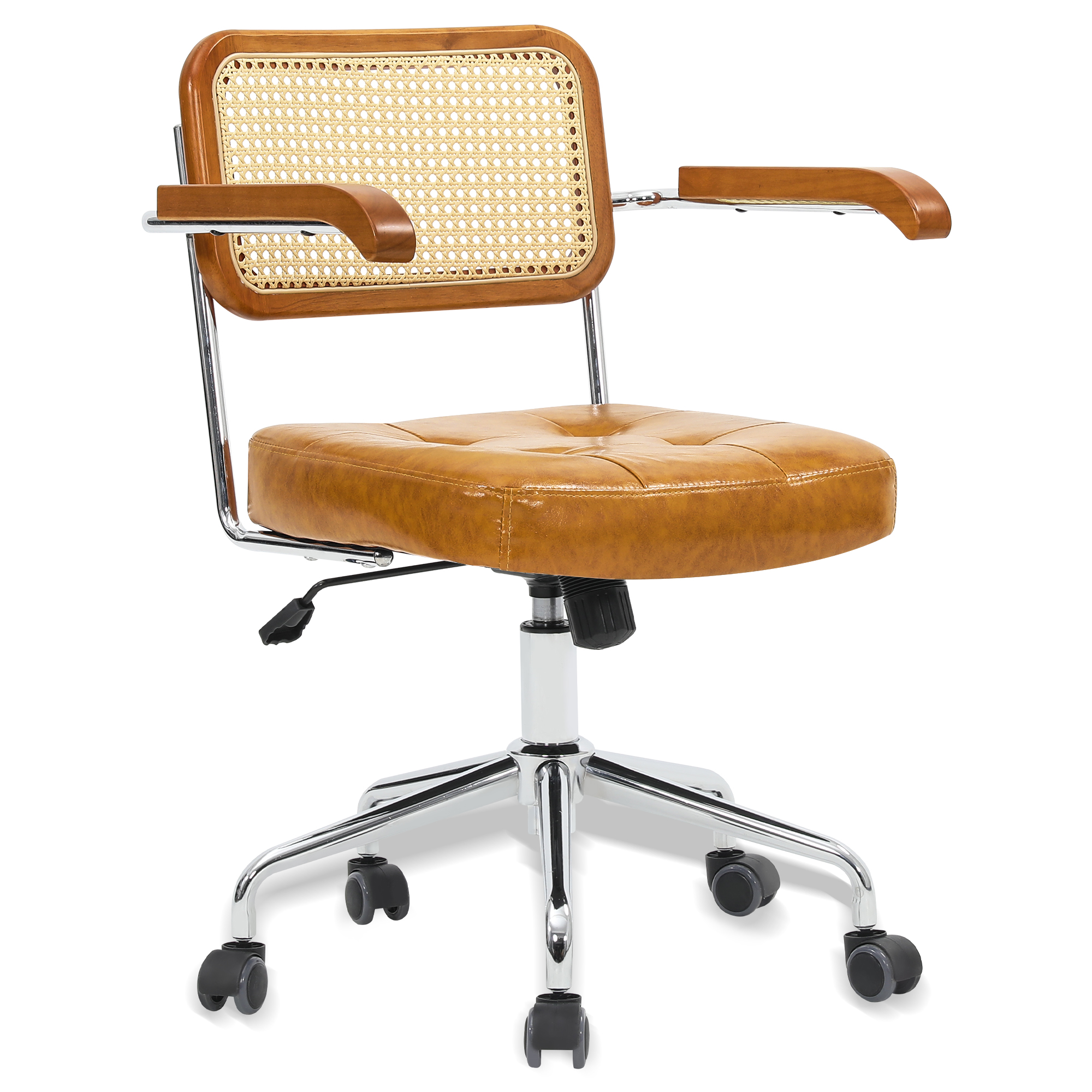 Yaheetech Height Adjustable PU Leather 360 Swivel Office Chair with ...