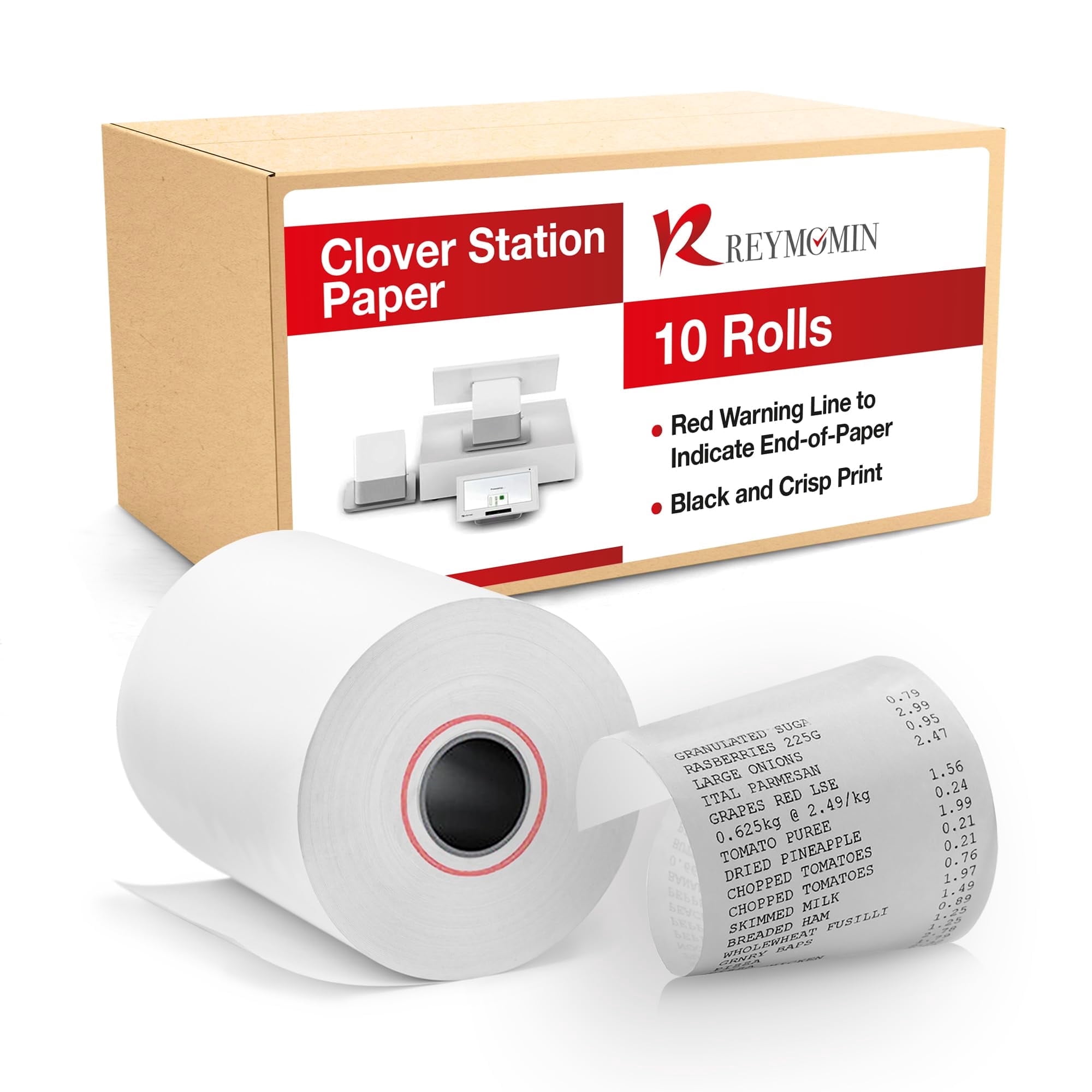 10 Rolls - Clover Station Receipt Paper - 3 1/8" x 230' - BPA Free ...