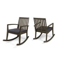 Reyna Outdoor Acacia Wood Rocking Chairs with Cushions, Gray, Dark Gray ...