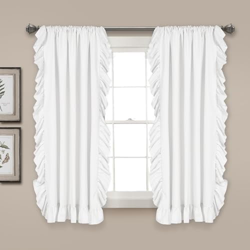 Reyna Ruffle Window Curtain Panel Set, Pair, 54" W x 84" L, Pink ...