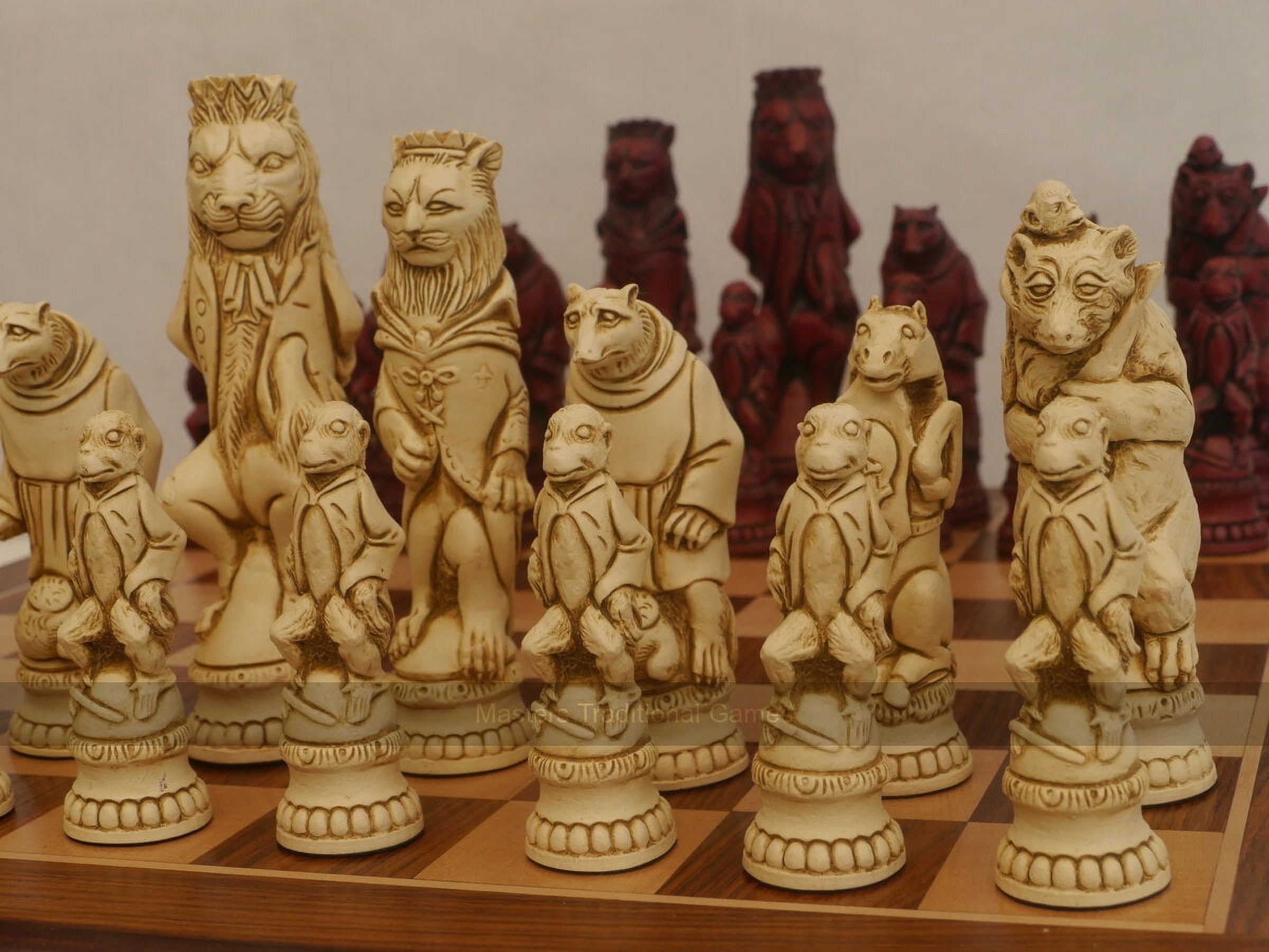 Reynard the Fox Ornamental Chess Set by Berkeley Chess (cream and red ...