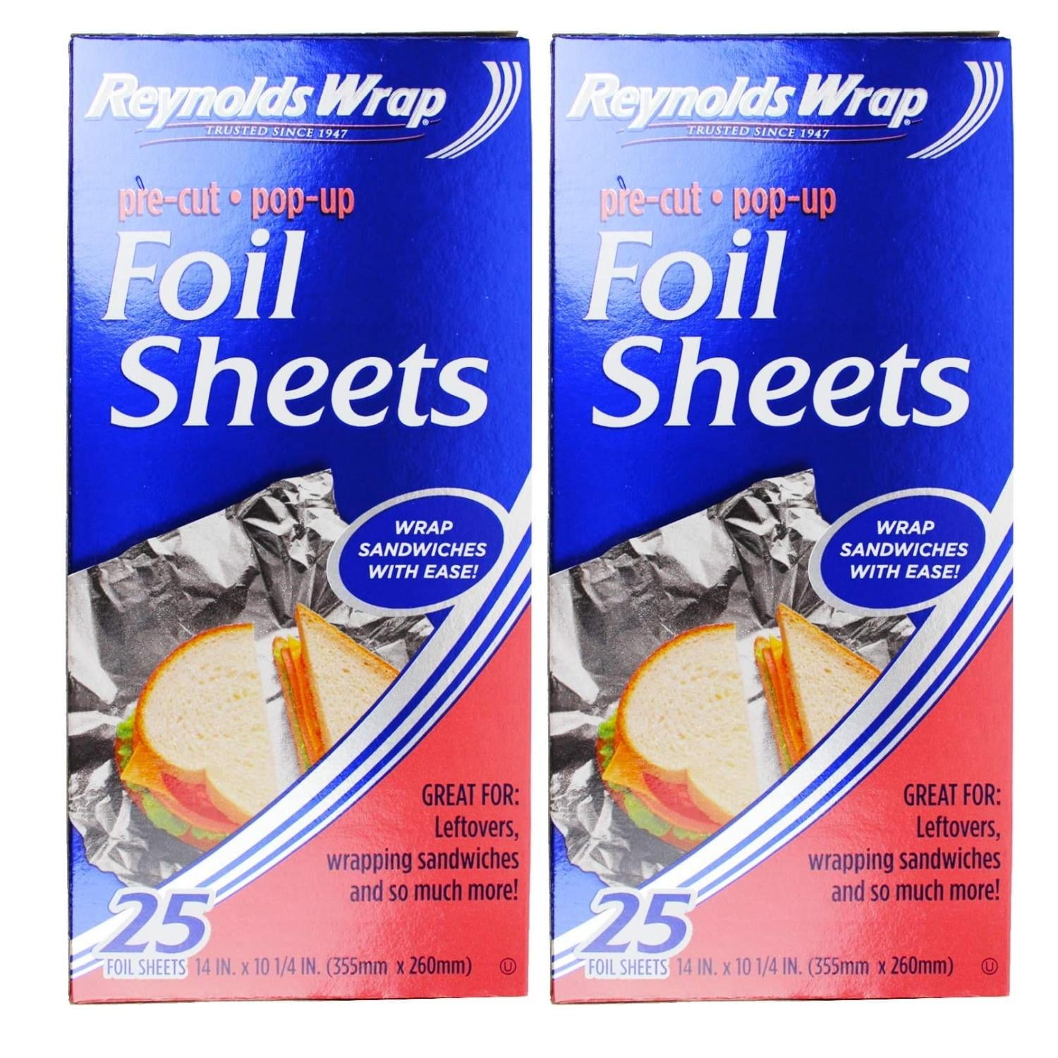 Reynold Wrappers Aluminum Foil Sheets Precut & Pop Up, 25-ct. Boxes (2 ...