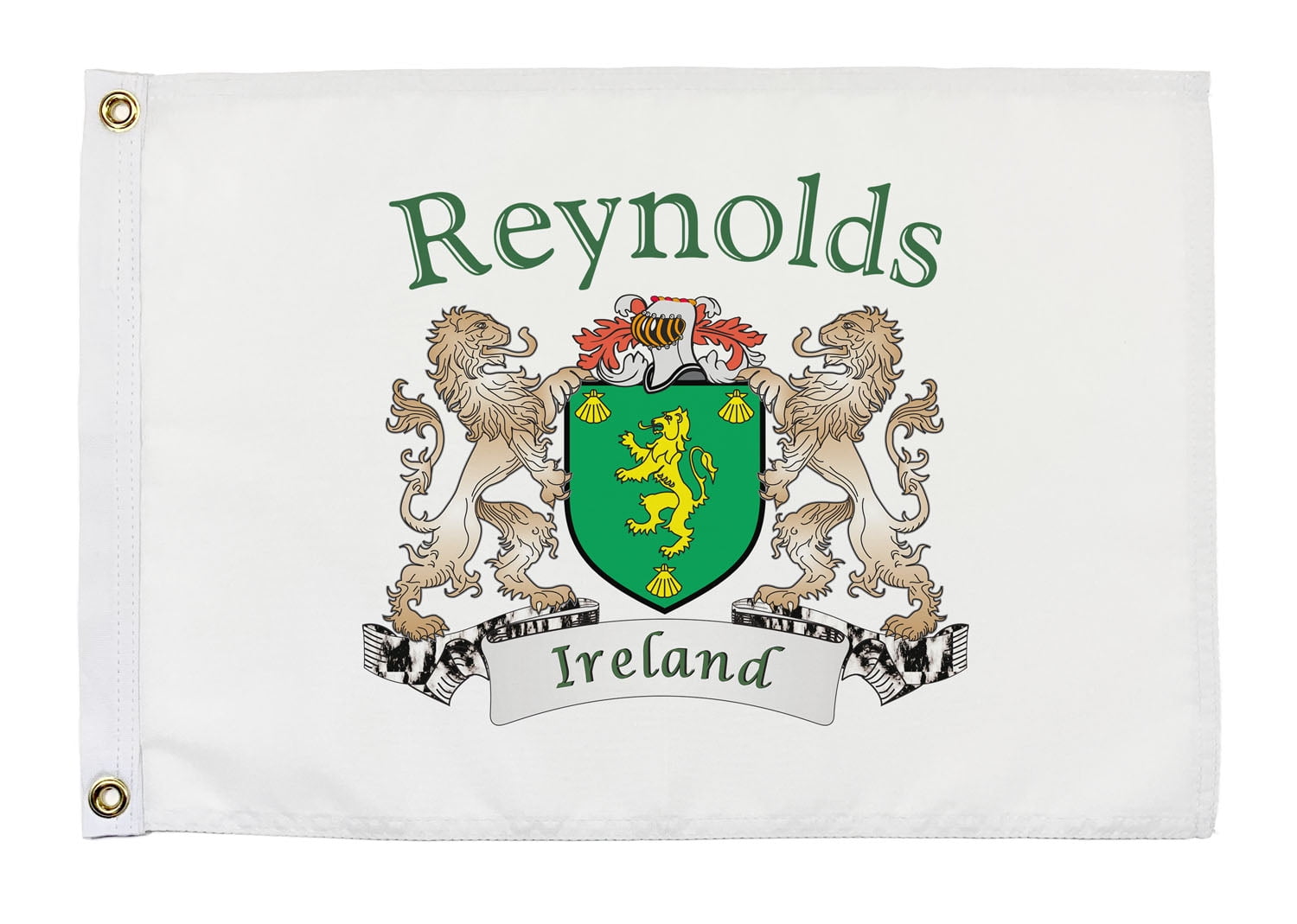 Reynolds Irish Coat of Arms Small White Flag - 16"x10.5" inches ...