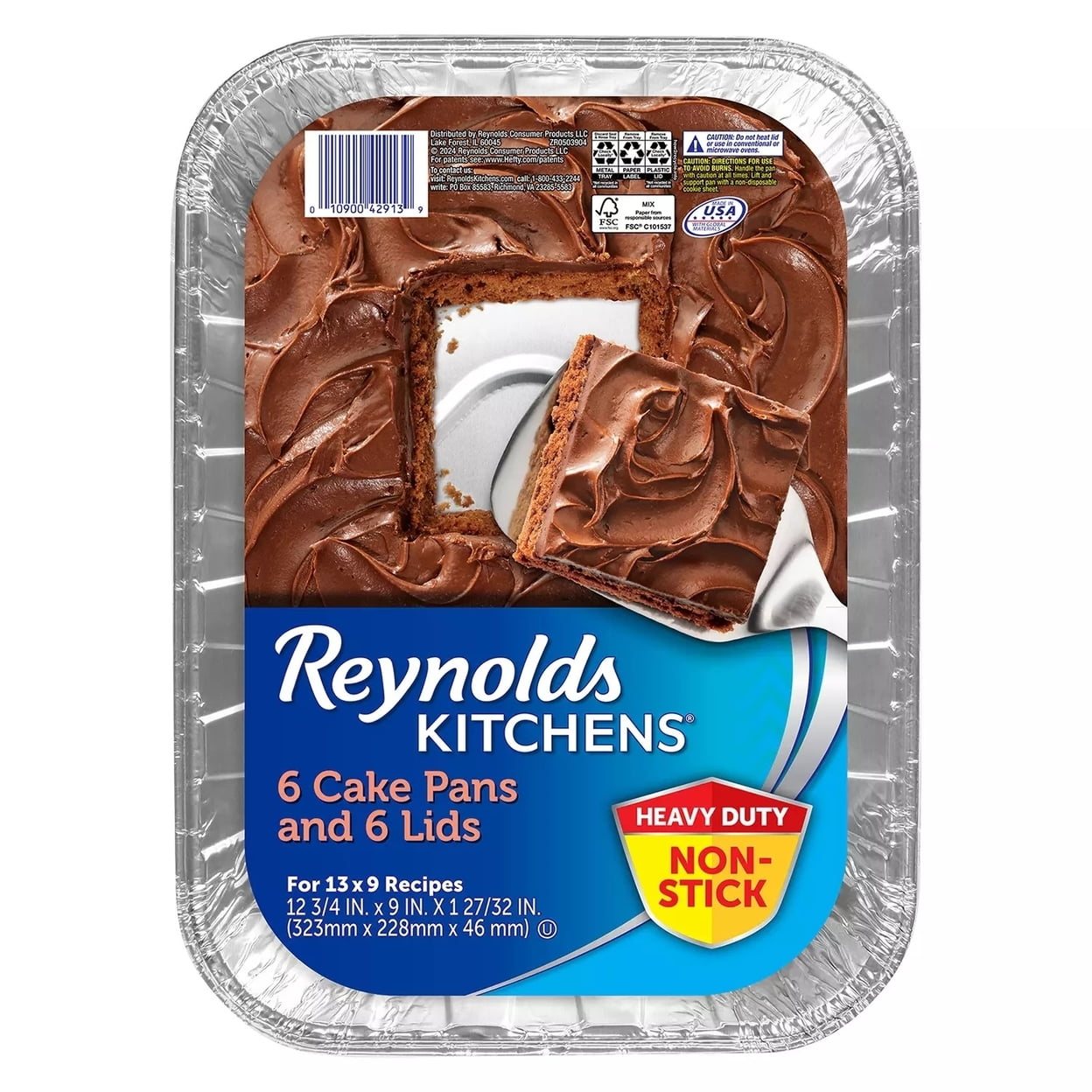 Reynolds Kitchens 13" x 9" Aluminum Cake Pans with Lids, 6 Count ...