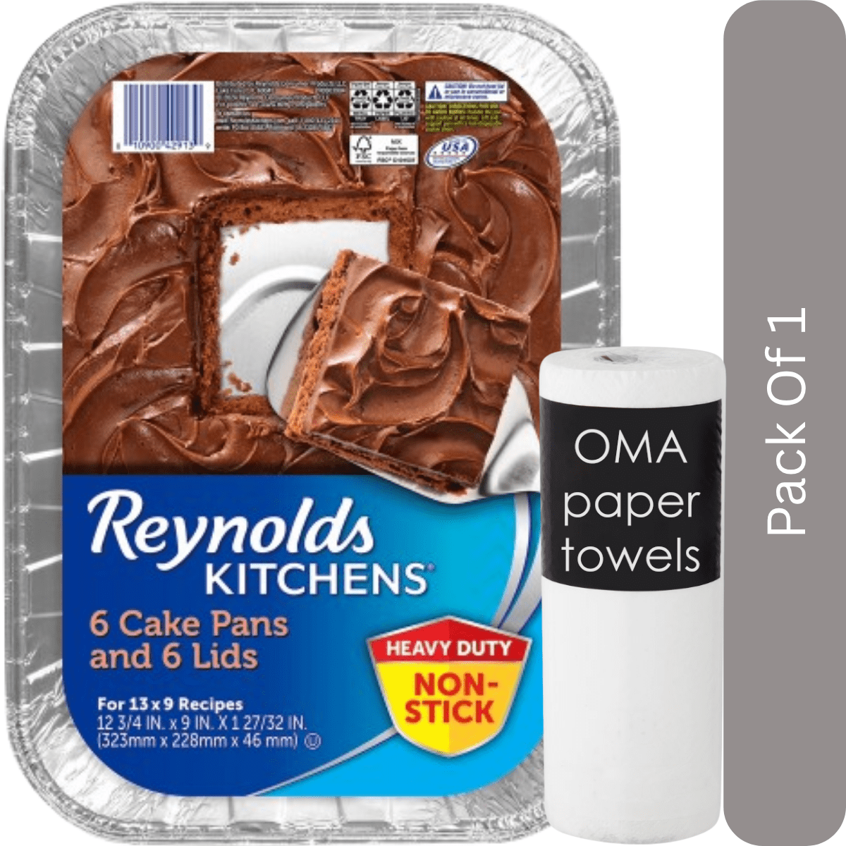 Reynolds Kitchens 13" x 9" Aluminum Cake Pans with Lids, 6 ct- With ...