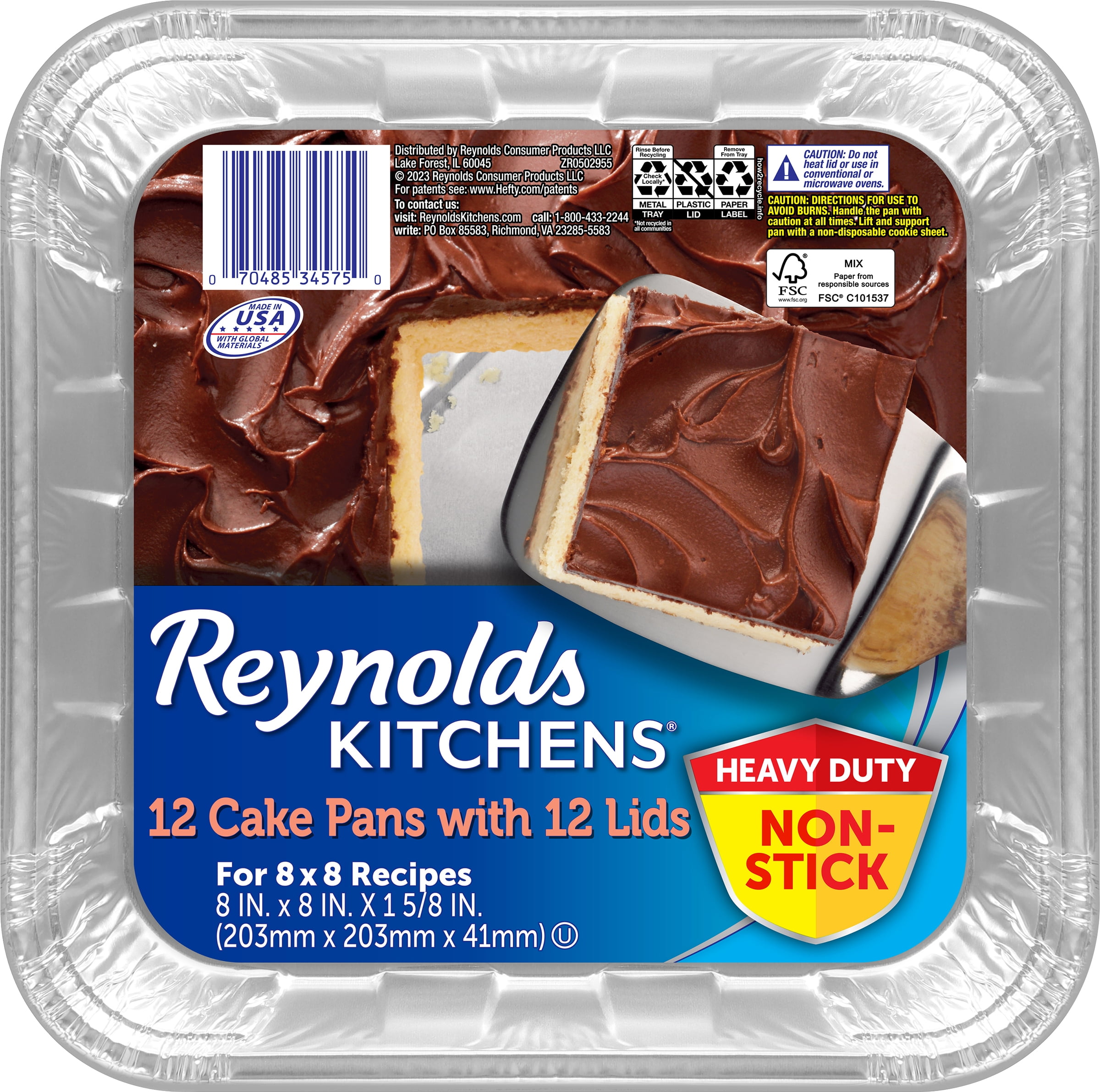 Reynolds Kitchens Heavy Duty Non-Stick Foil 8x8 Baking Square Pans with ...