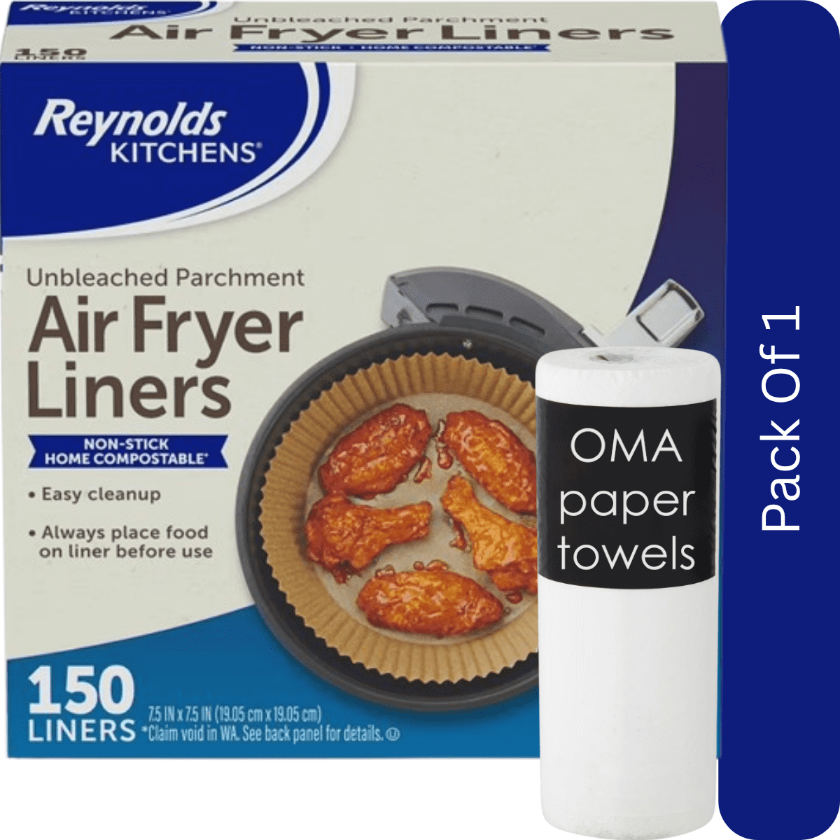 Reynolds Kitchens Unbleached Parchment Air Fryer Liners, 150 ct- With ...