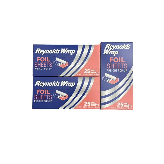 "Reynolds Pre-cut Aluminum Wrap Foil Sheets 14""x10.25"" -25 Sheets Per ...
