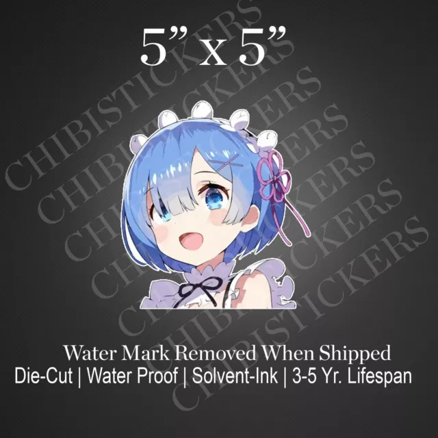 Rezero Rem Vinyl Sticker Waterproof Decal Anime Girl Kawaii Cute Chibi ...