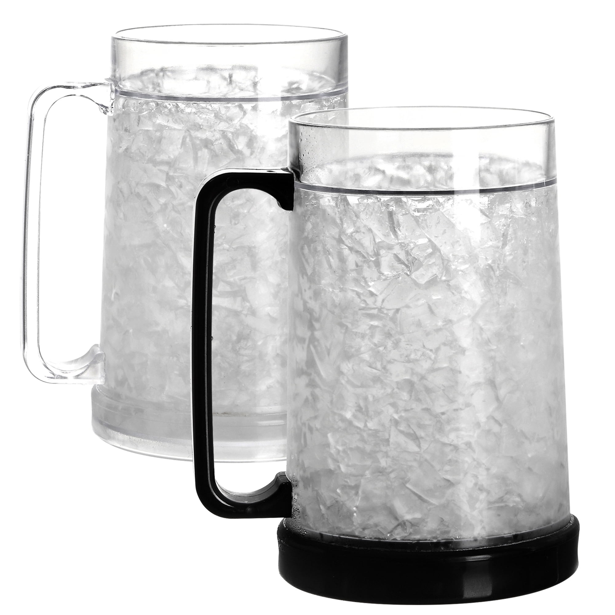 Rezlli Double Wall Frosted Gel Freezer Ice Mug 16oz Set of 2 Clear ...