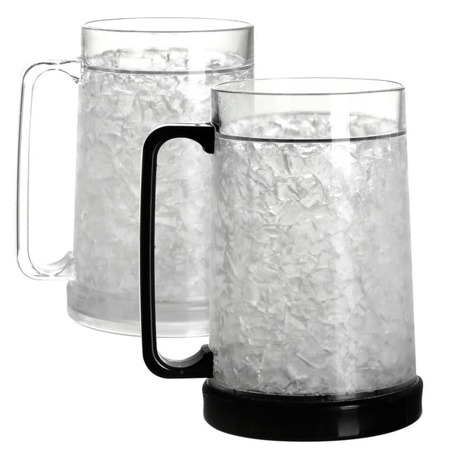 Rezlli Double Wall Gel Frosty Freezer Ice Mugs Clear 16oz Set of 2 ...