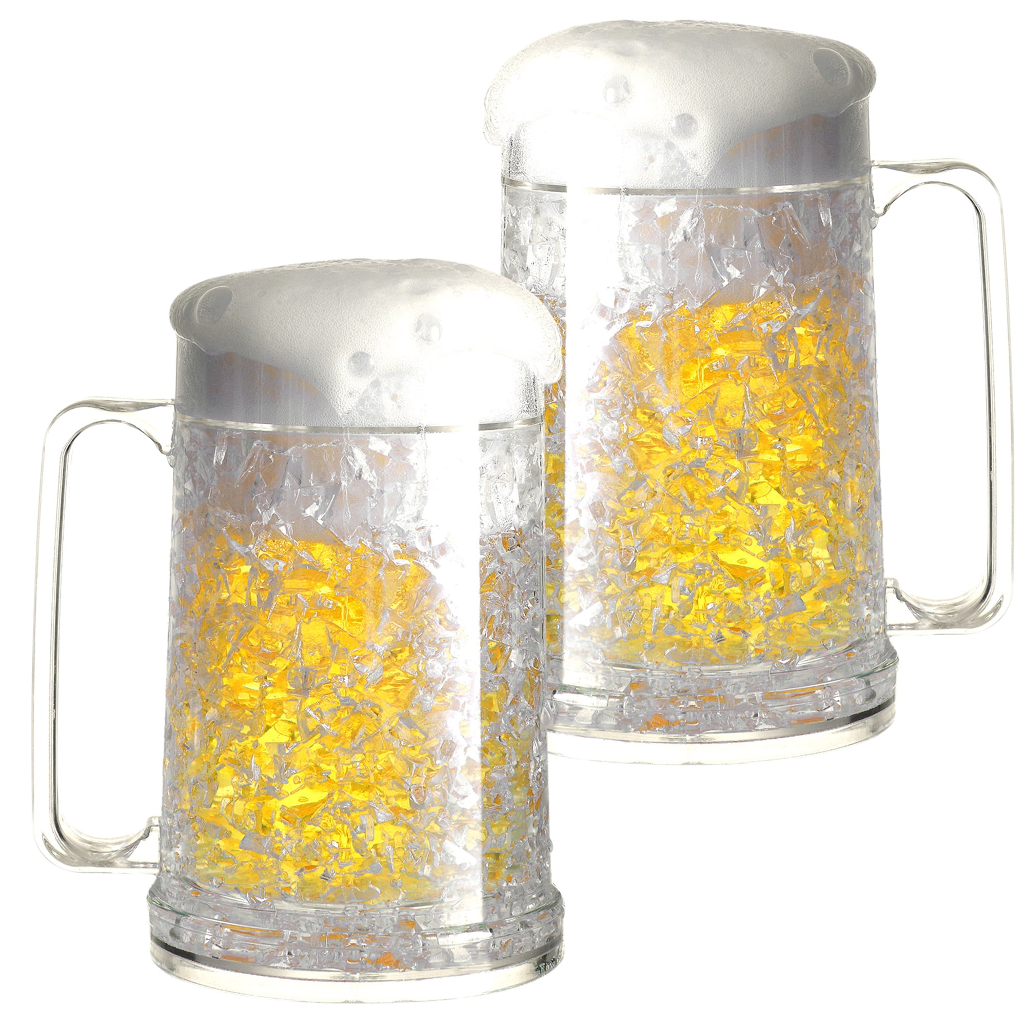 Rezlli Double Wall Gel Frosty Freezer Ice Mug Set of 2 16oz Clear Cold ...