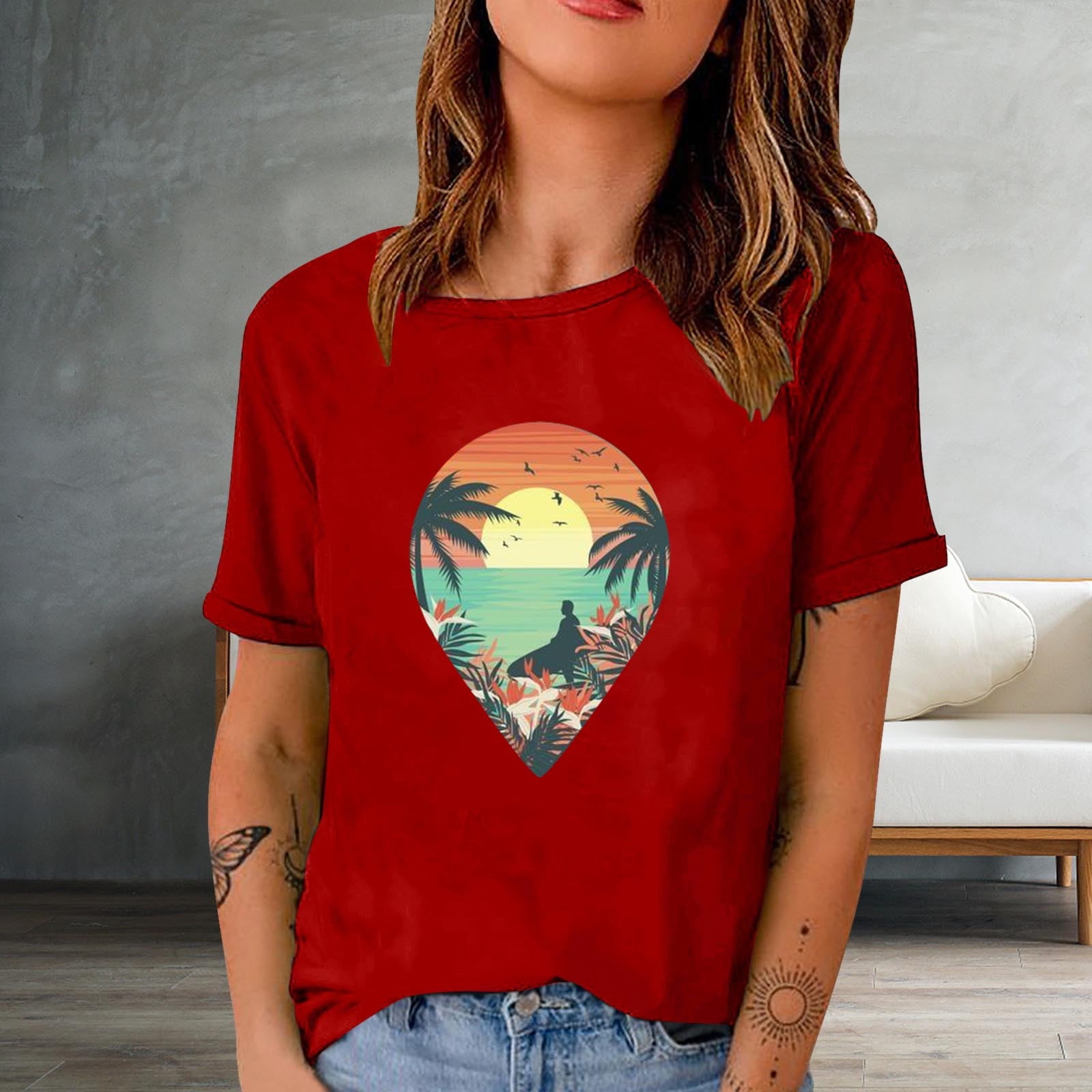 Rezuofi 1 Pcs Beach Shirts for Women Short Sleeve Hawaiian Shirt Casual ...