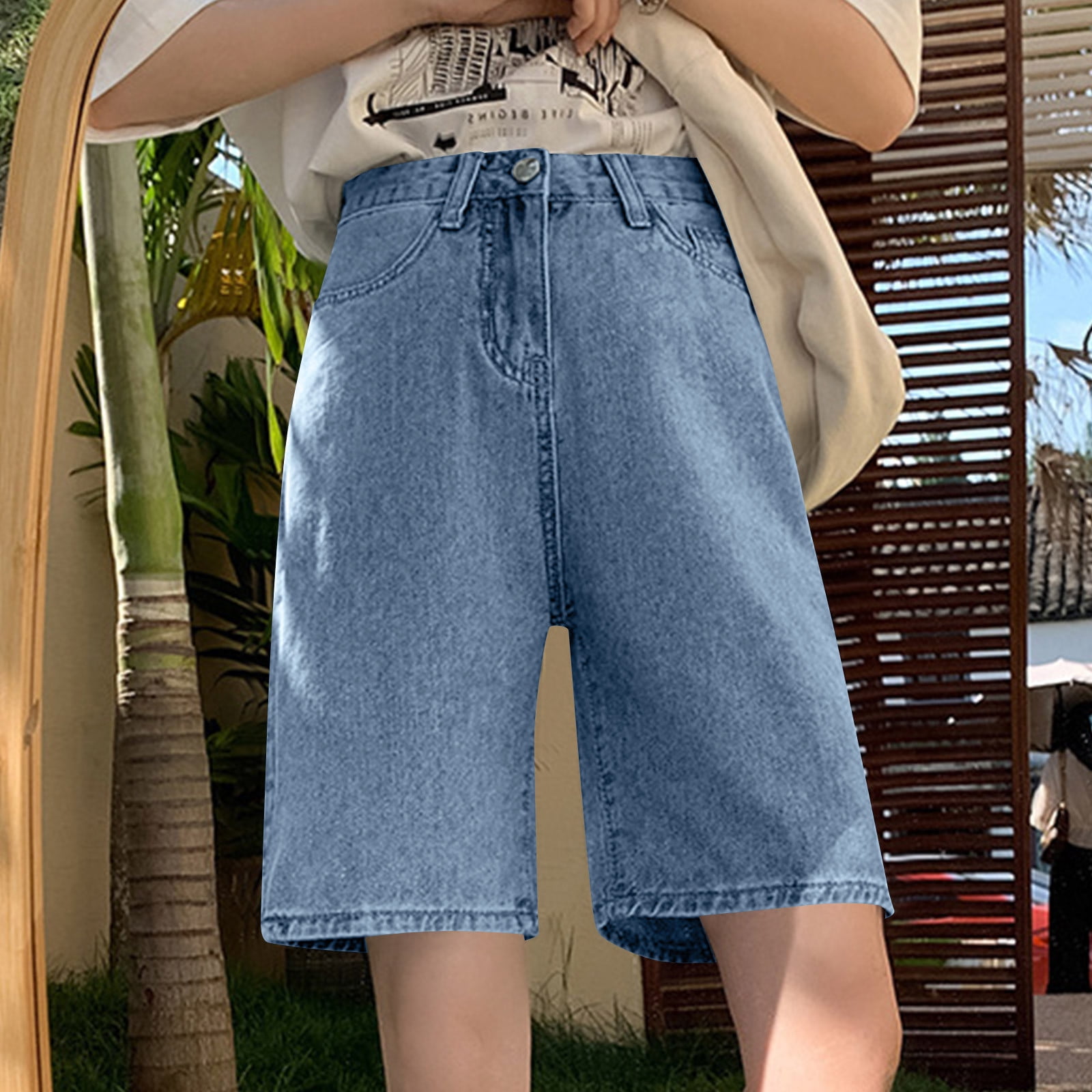 Rezuofi 1 Pcs Women Jorts Baggy Jeans Jorts Outfits Mid-Low Waisted ...