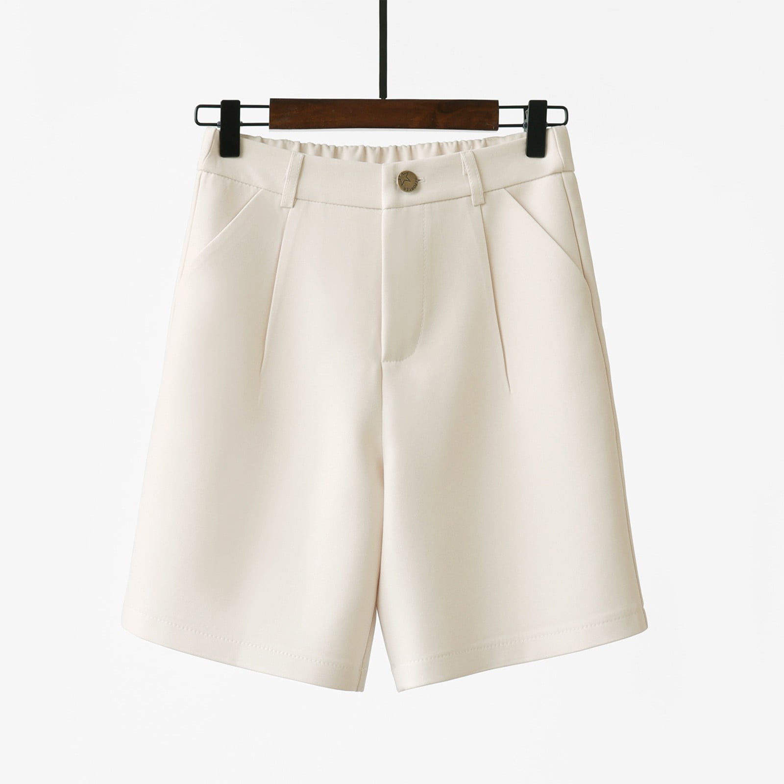 Rezuofi Cotton Linen Womens Bermuda Shorts Dressy Wide Leg Summer ...