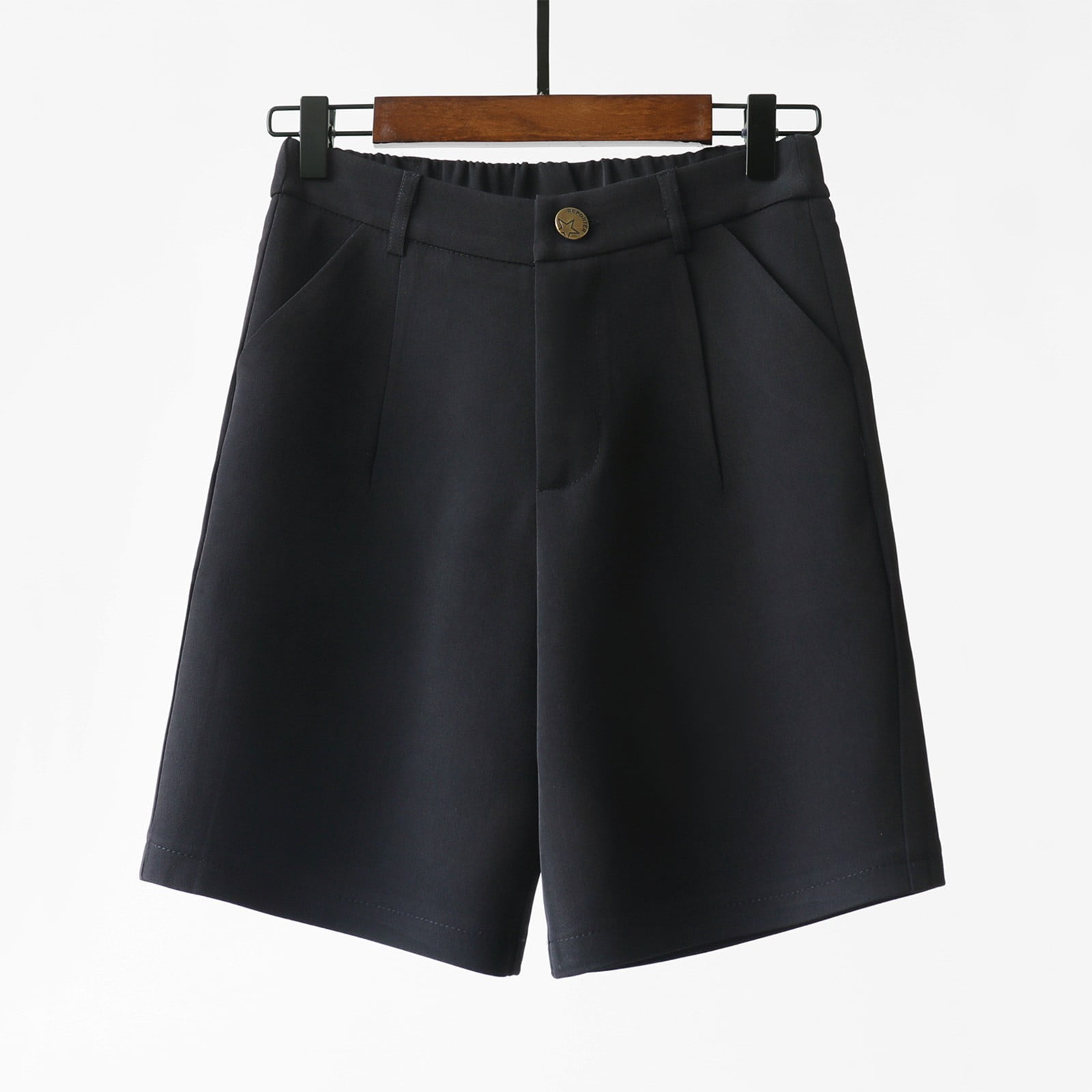 Rezuofi Cotton Linen Womens Bermuda Shorts Dressy Wide Leg Summer ...