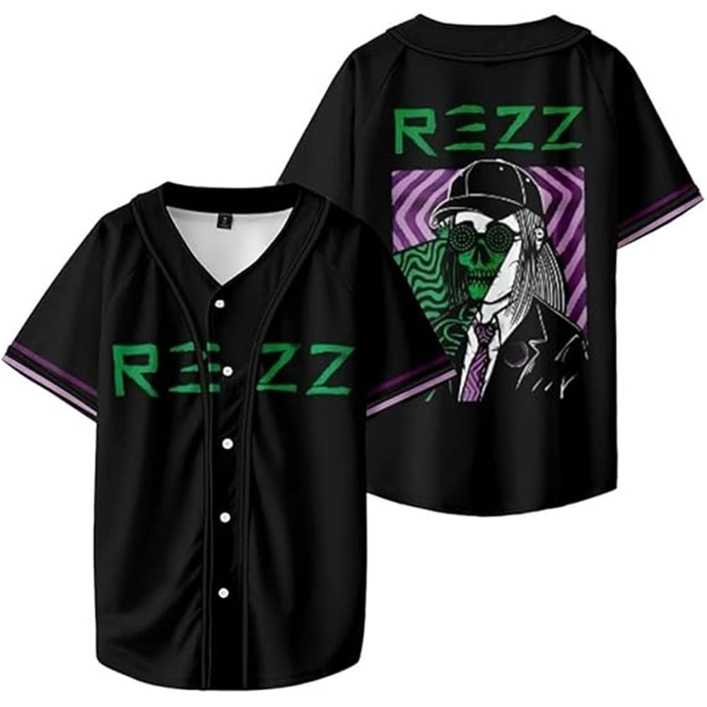 Rezz Merch New Logo Baseball Jersey Men Women Short Sleeves Thin Button ...