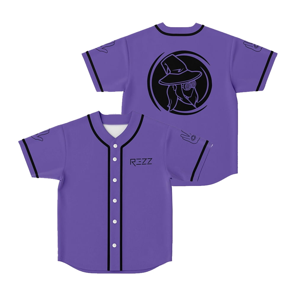 Rezz Purple Circle Baseball Jersey Shirt V-Neck Short Sleeve Streetwear ...