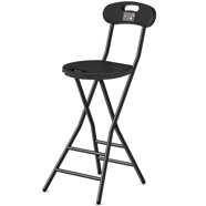 Mainstays Indoor Metal Folding Stool with Slat Back and Microfiber Seat ...