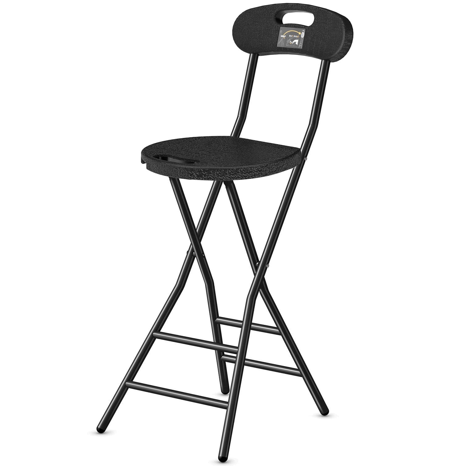 Rfiver Folding Stool, 1 Pack 24 inch Folding Bar Stool with Backrest ...