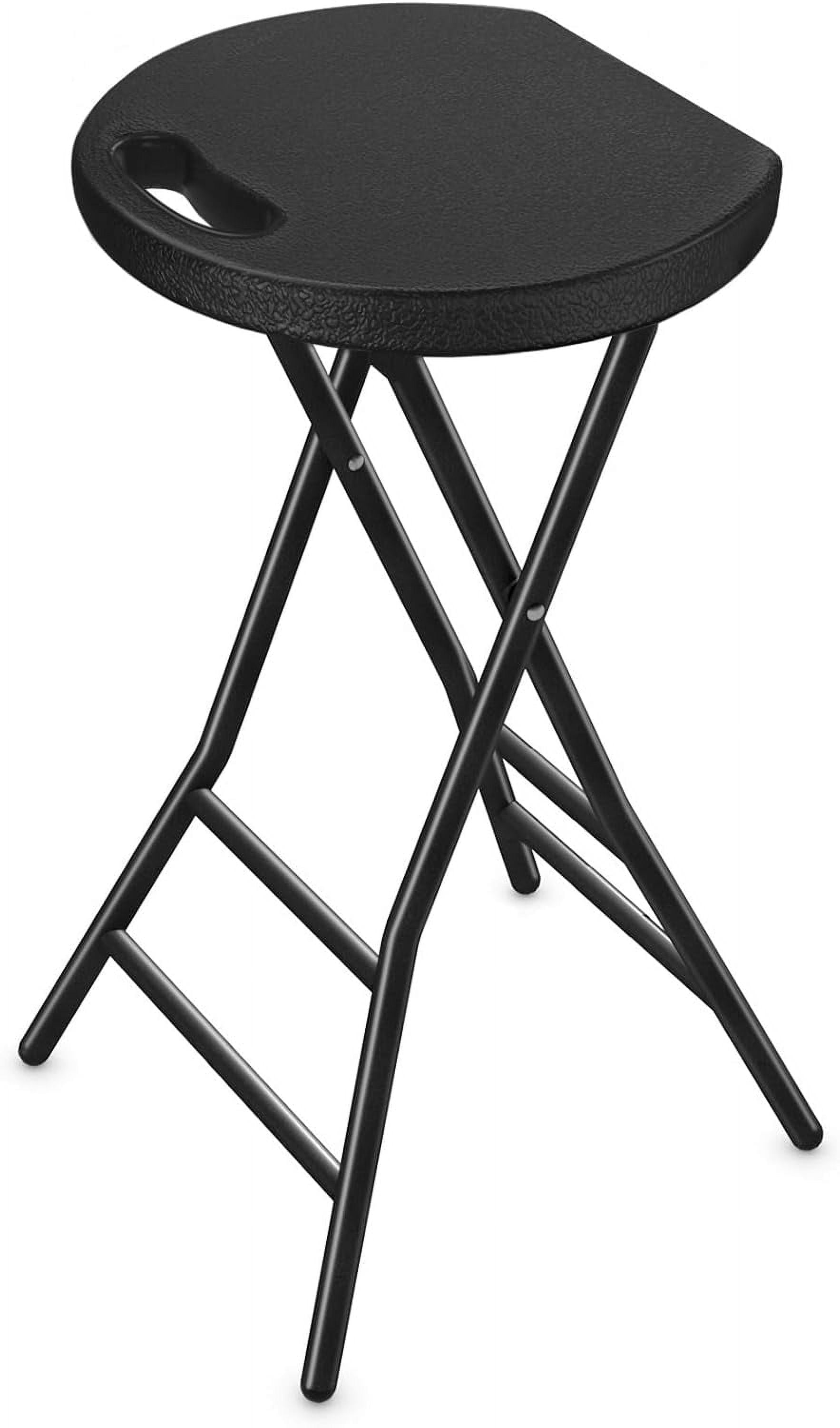Rfiver Folding Stool, 24 inch Tall Folding Bar Stool with Handle, Metal ...