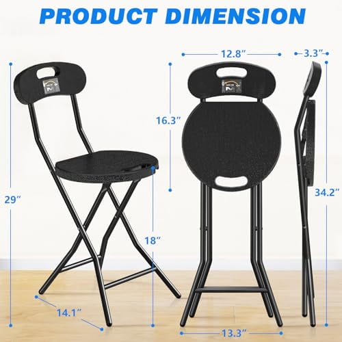 Rfiver Folding Stool with Back, Heavy Duty Foldable Stools for Adults ...