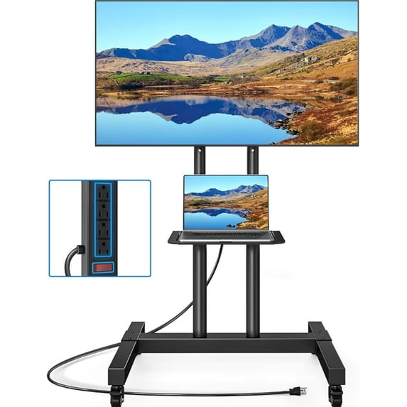 Rfiver Mobile TV Cart Rolling TV Stand for 32-83 Inch Screens up to ...