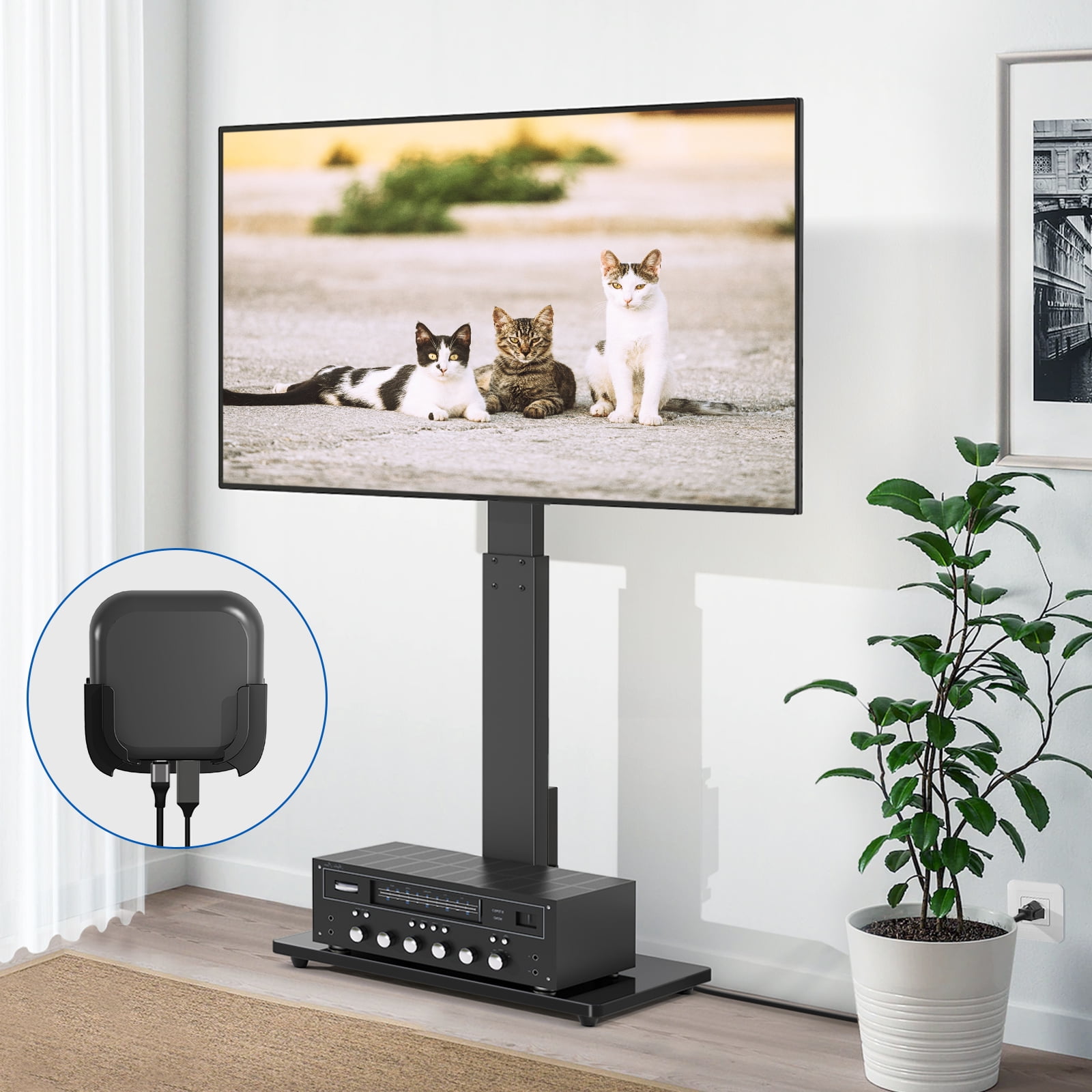 Rfiver Reinforced Floor TV Stand with Power Outlet&Mount for 32-70 Inch ...
