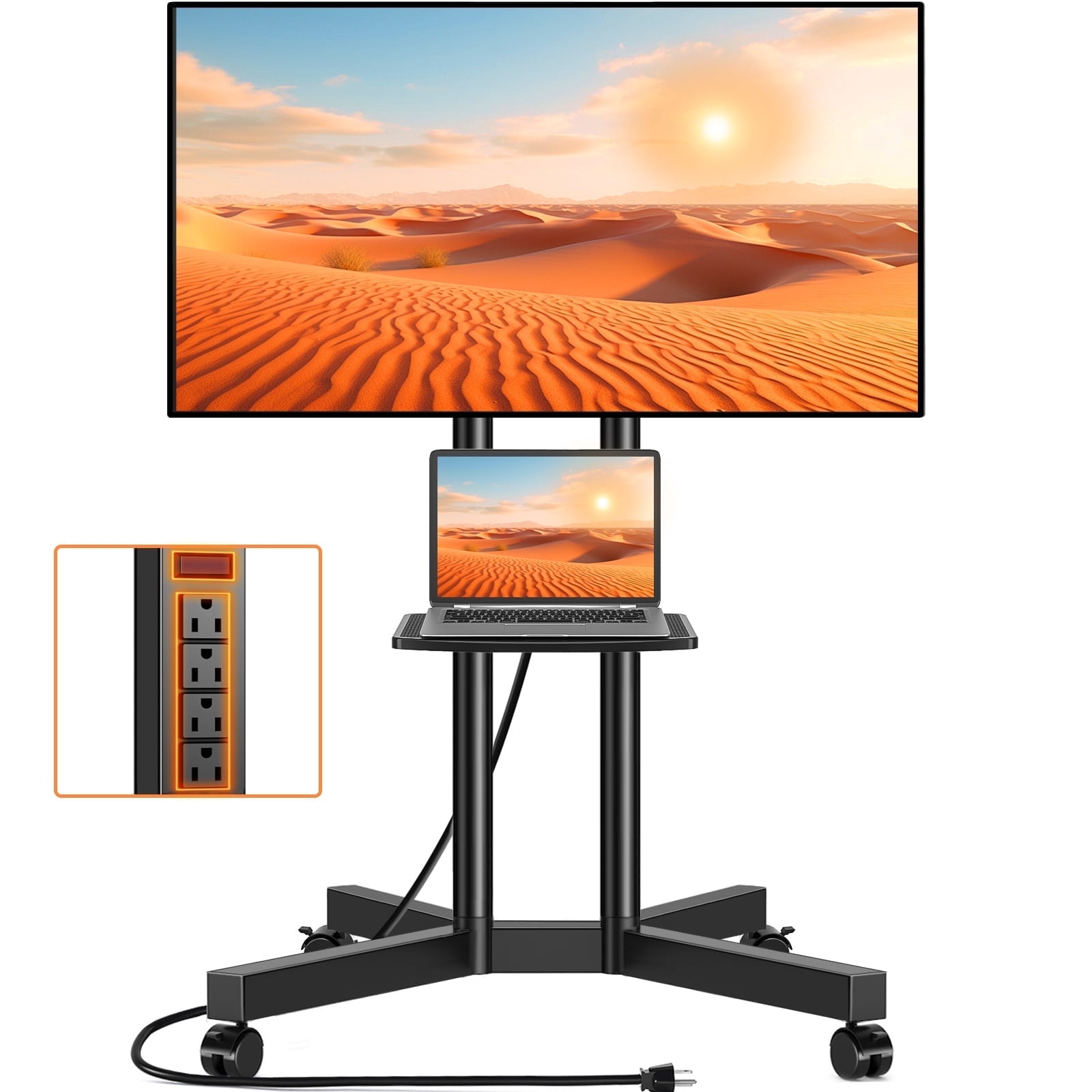 TAVR Furniture Rolling TV Stand with Wheels & Power Outlet for 32-70 ...