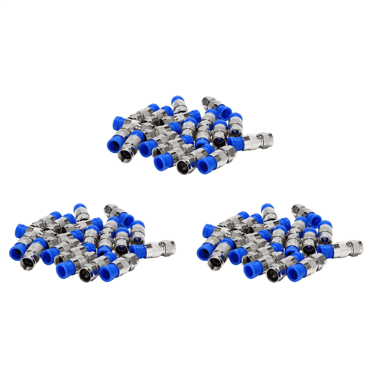 Rg6 F Type Connector Coax Coaxial Compression Fitting 60 Pack (Blue ...