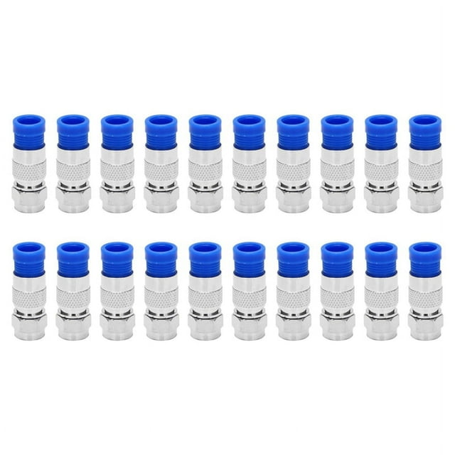Rg6 F Type Connector Coaxial Compression Fitting 20 Pack (Blue ...