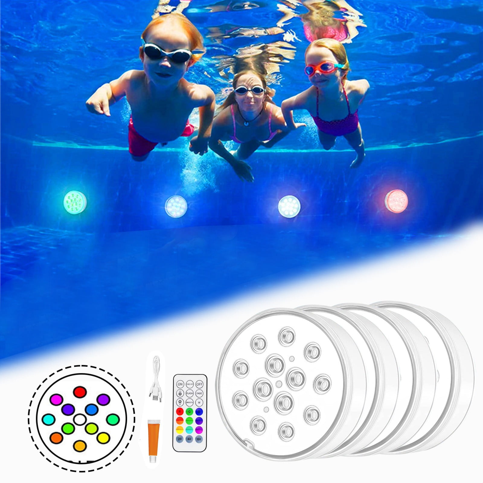 Rgb Color Changing Rf Remote Control Underwater Led Lights, 13 Rgb ...