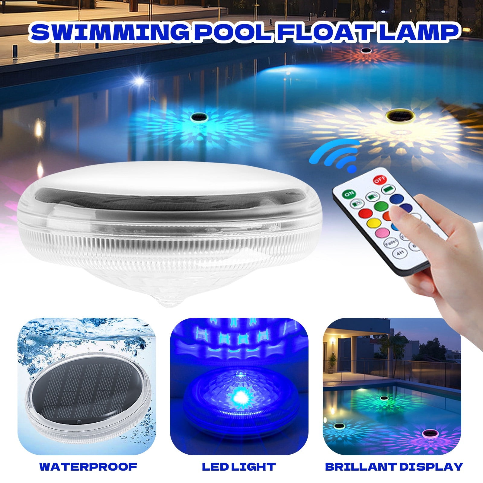 Rgb Solar Floating Pool Light, Color Changing Waterproof Solar Powered ...