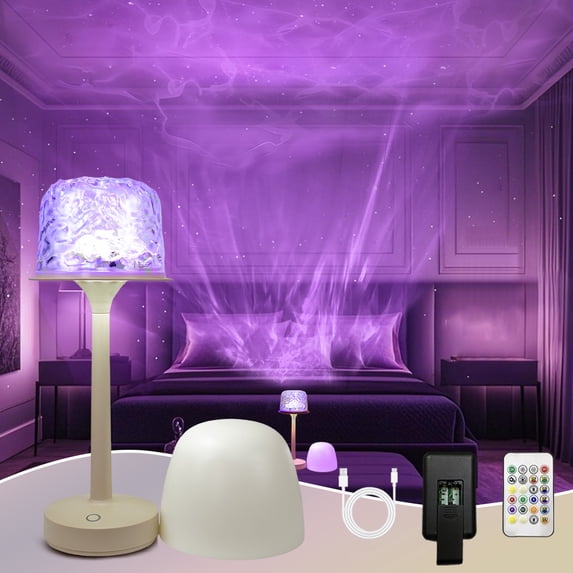 Rgb Table Lamp Ocean Wave Projector Light, Rechargeable Dimmable Night ...