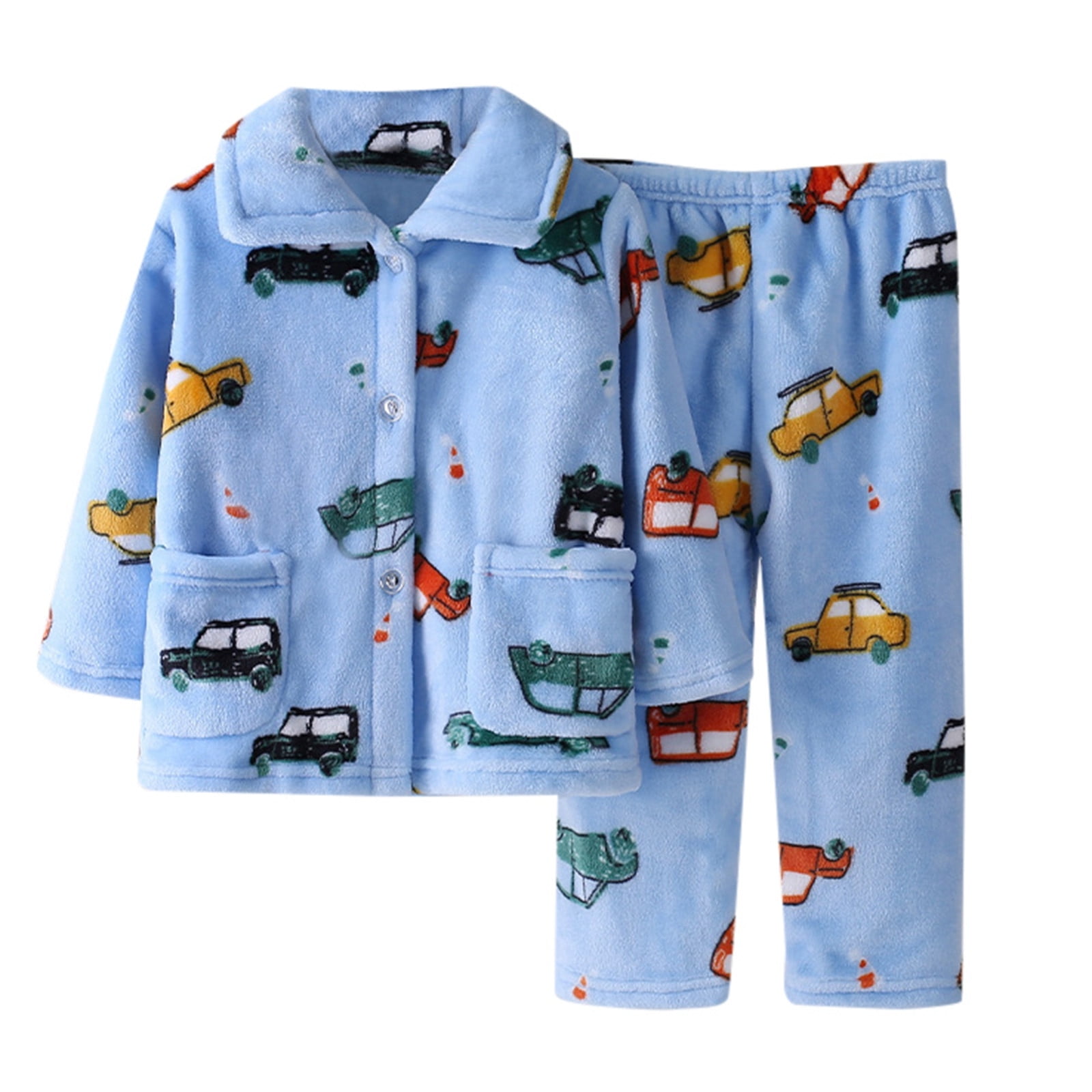 Rgdypko Kids Boys Fleece Pajamas Set Warm Winter Fall Sleepwear Soft ...