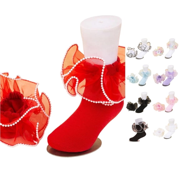 Rggeeun Baby Socks Ruffle Socks Lace Beads Cotton Socks Boys Girls ...