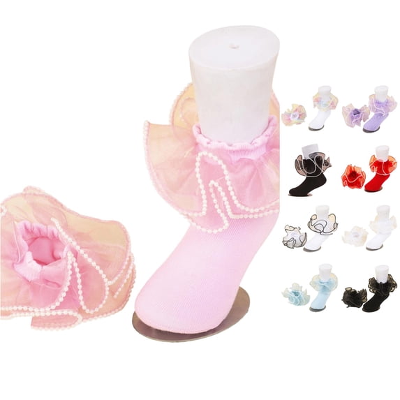 Rggeeun Baby Socks Ruffle Socks Lace Beads Cotton Socks Boys Girls ...