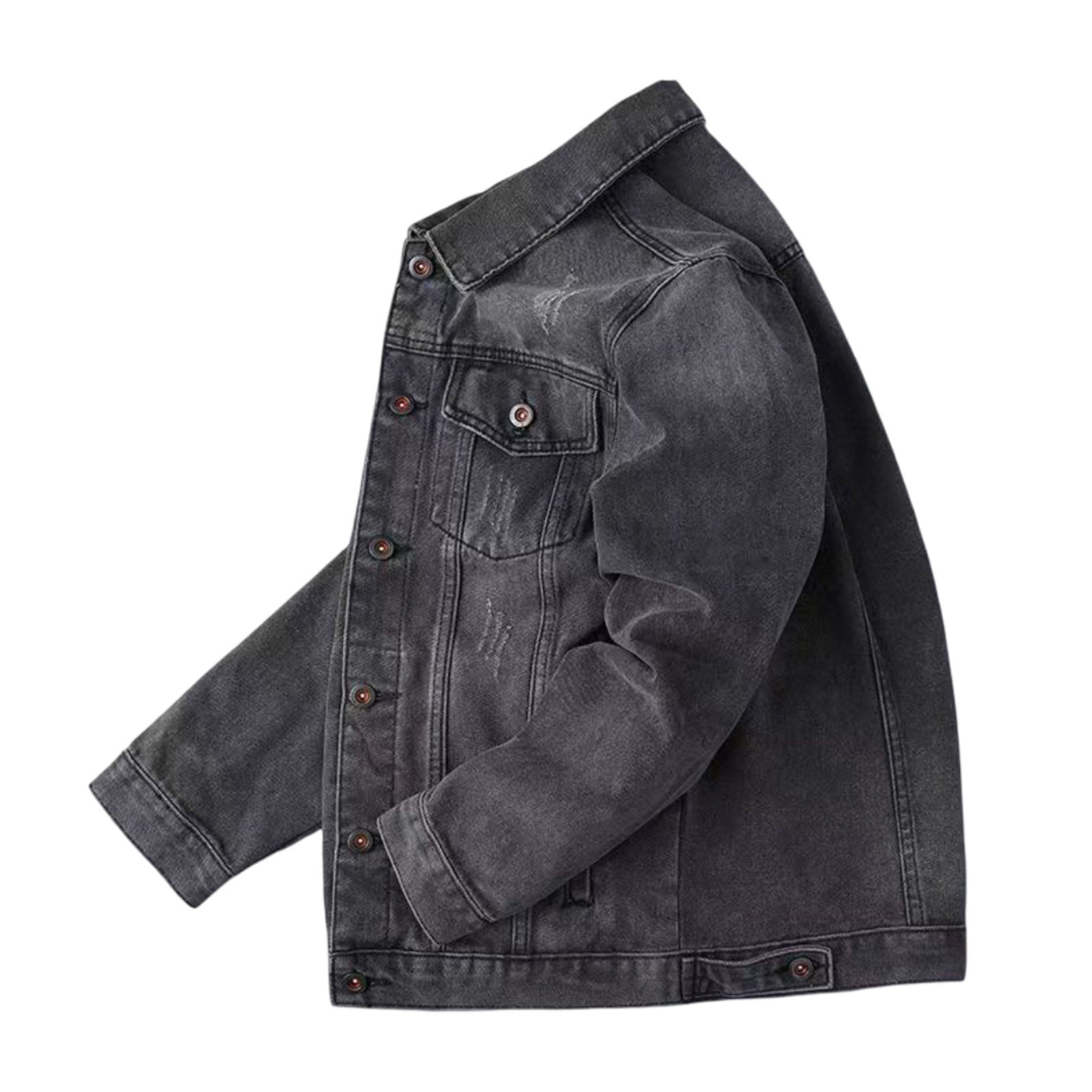 Rggeeun Denim Jackets For Men Spring Fall Outdoor Casual Solid Color ...