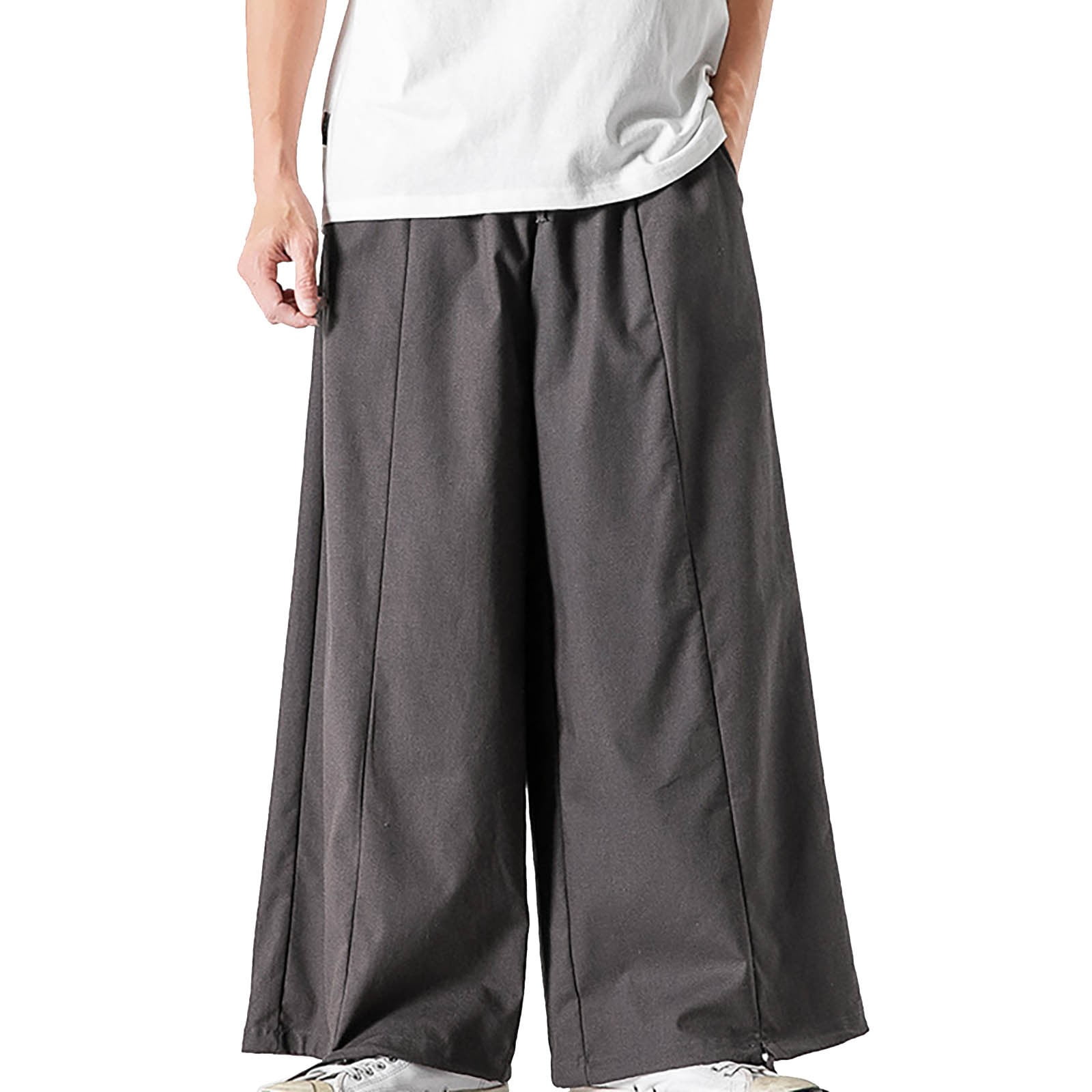 Rggeeun Mens Pants Summer Large Pants Harlan Pants Loose Straight Tube ...