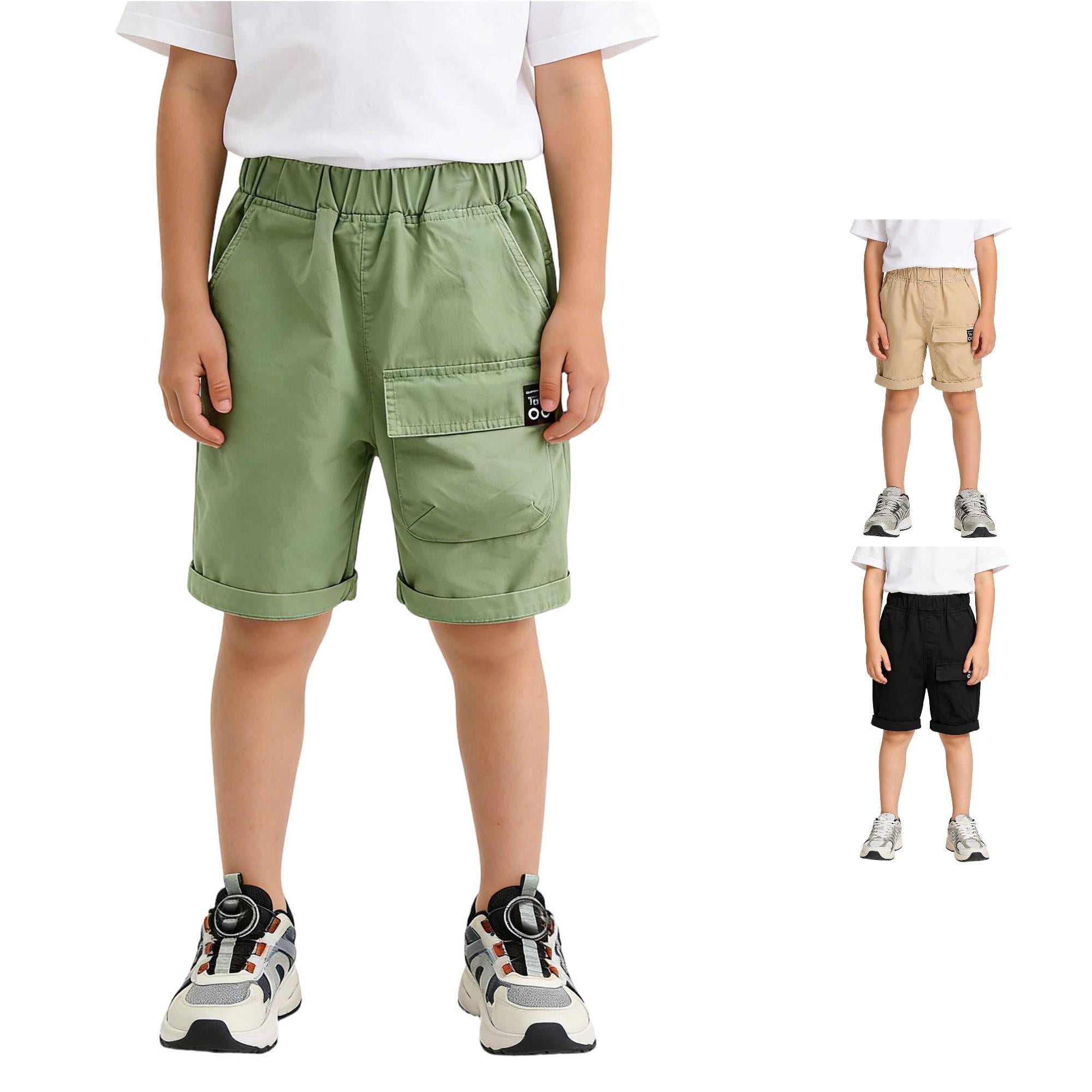 Rggeeun Toddler Boys Shorts Solid Color Cotton Blend Wide Leg Elastic ...