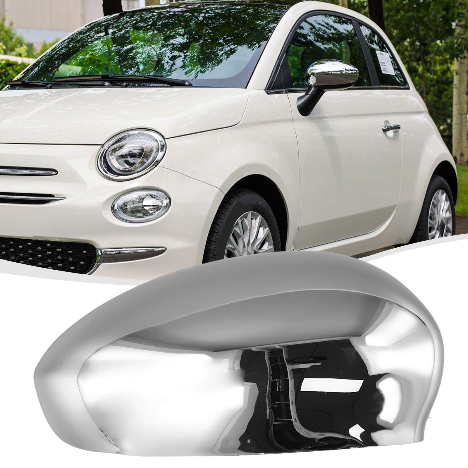 Rh 735459554 735459555 Chrome Door Wing Mirror Cover Cap for Fiat 500 ...