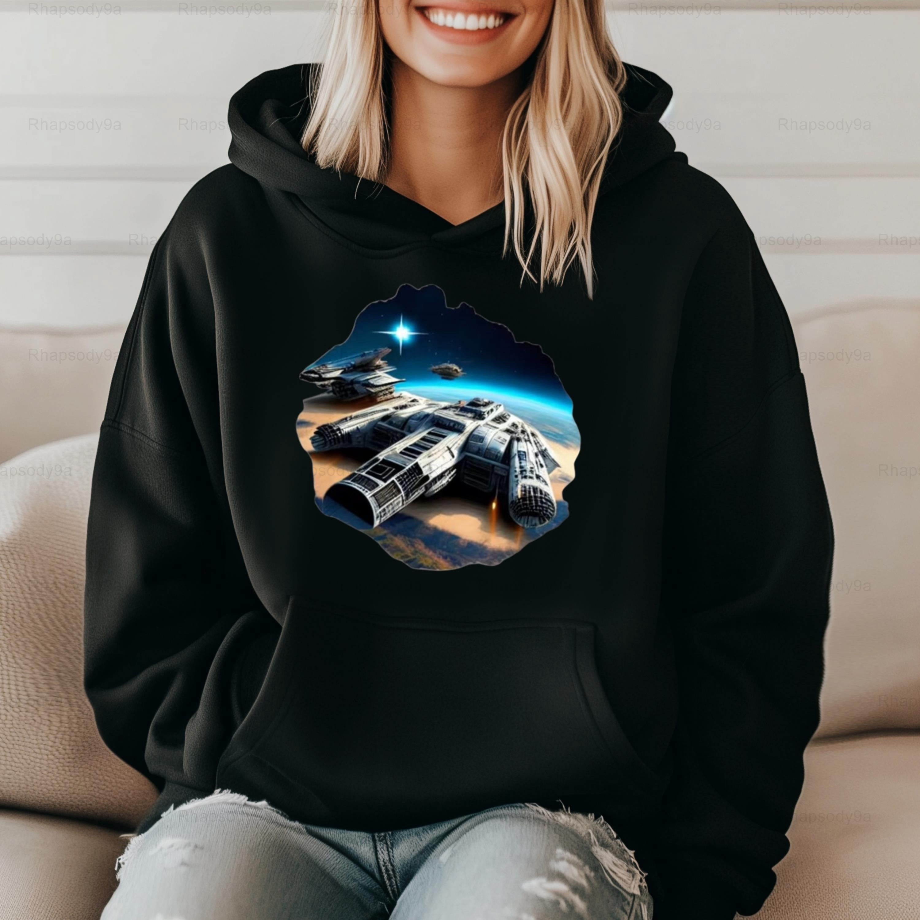 Rhapsody9a Millennium Falcon T-shirt with Classic Sci-Fi Spaceship ...