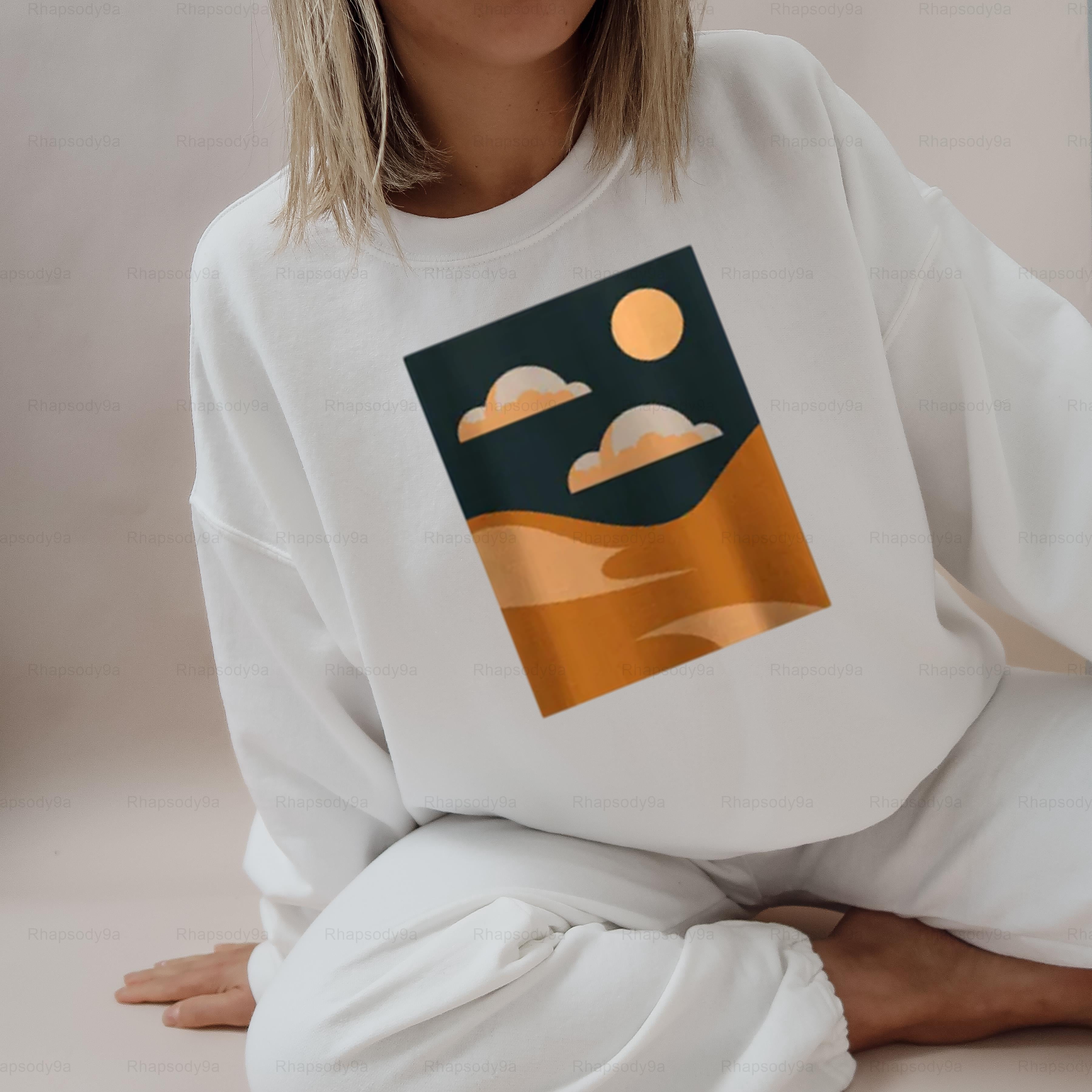 Rhapsody9a Night Desert T-shirt with Full Moon and Clouds Landscape Art ...