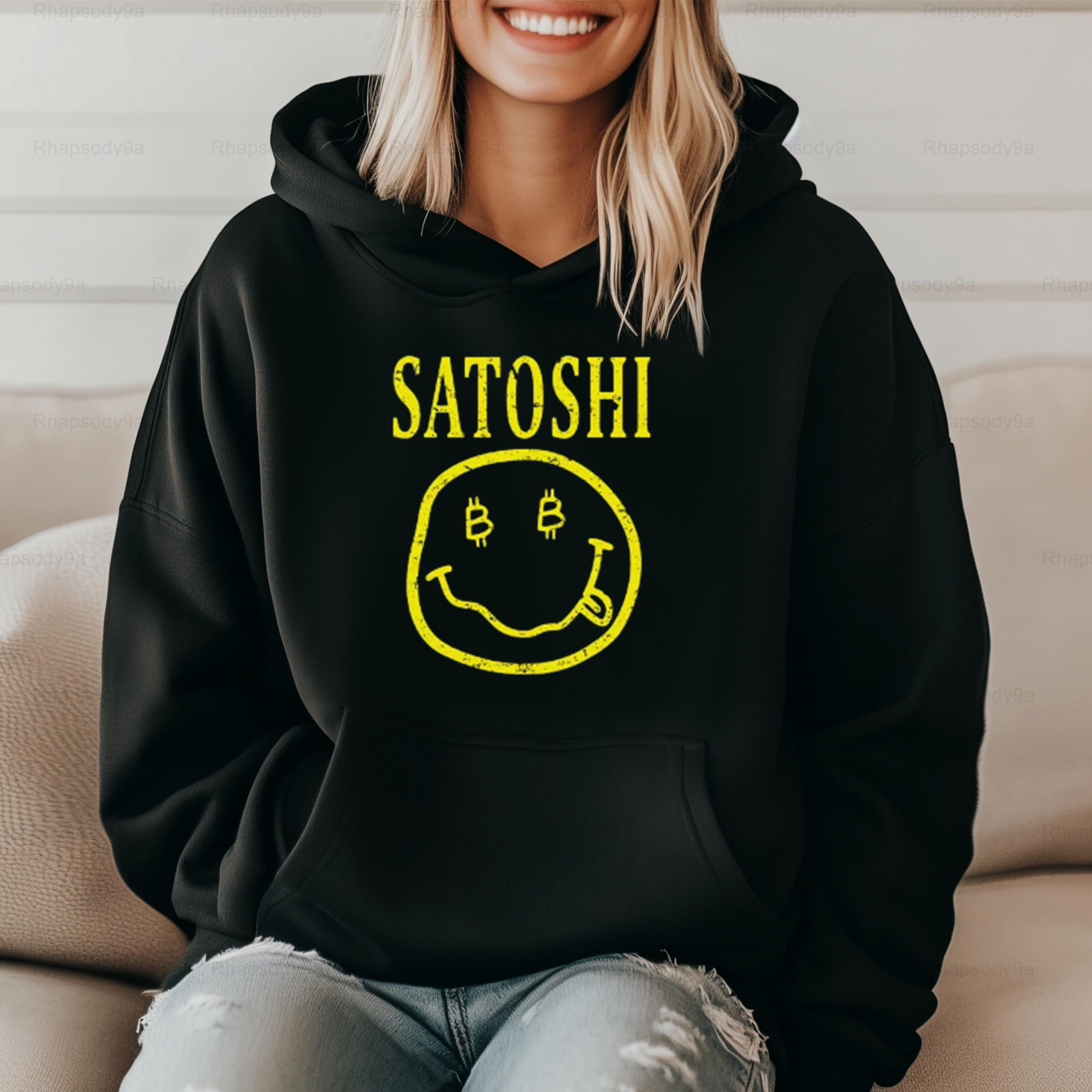 Rhapsody9a Satoshi Yellow Smile T-shirt with Funny Parody Meme Vintage ...