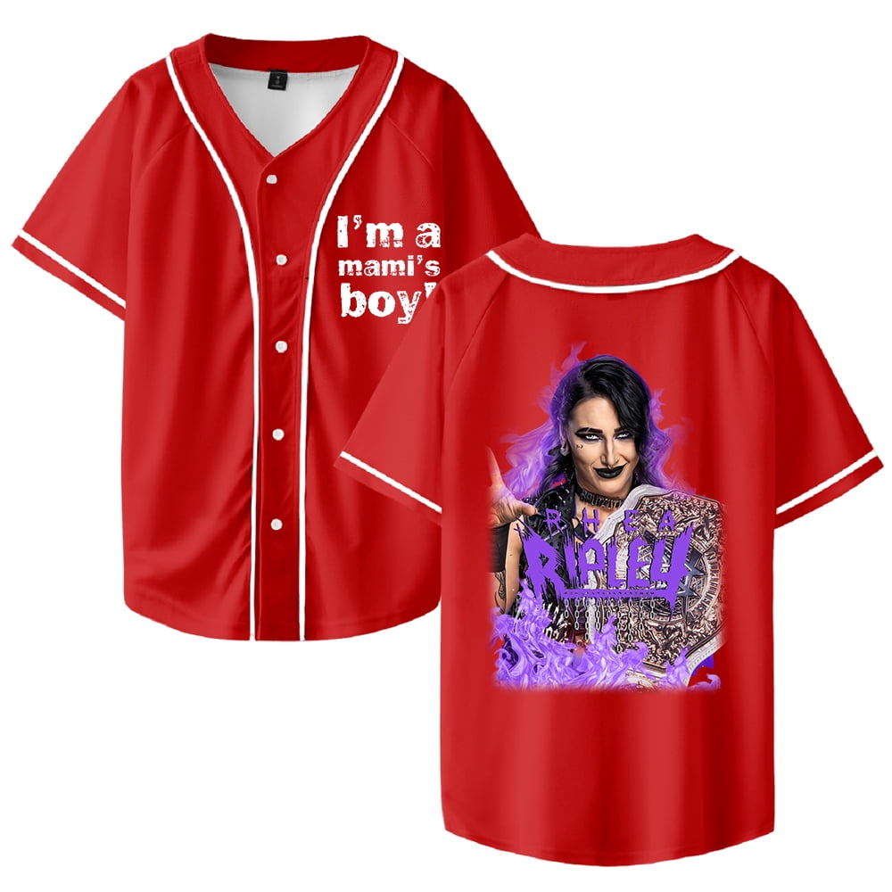 Rhea Ripley Baseball Jersey V-Neck Shirt Merch Women Men Short Sleeve ...
