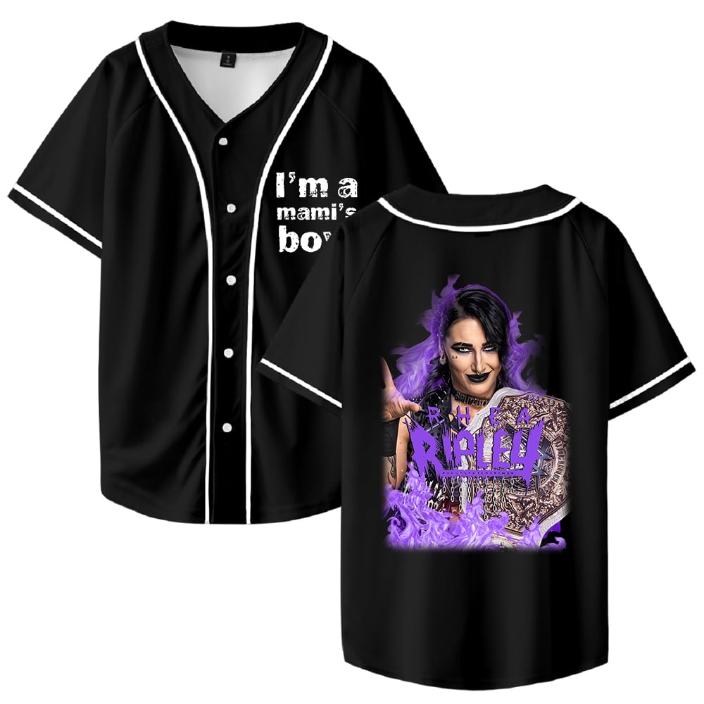 Rhea Ripley Baseball Jersey V-Neck Shirt Merch Women Men Short Sleeve ...