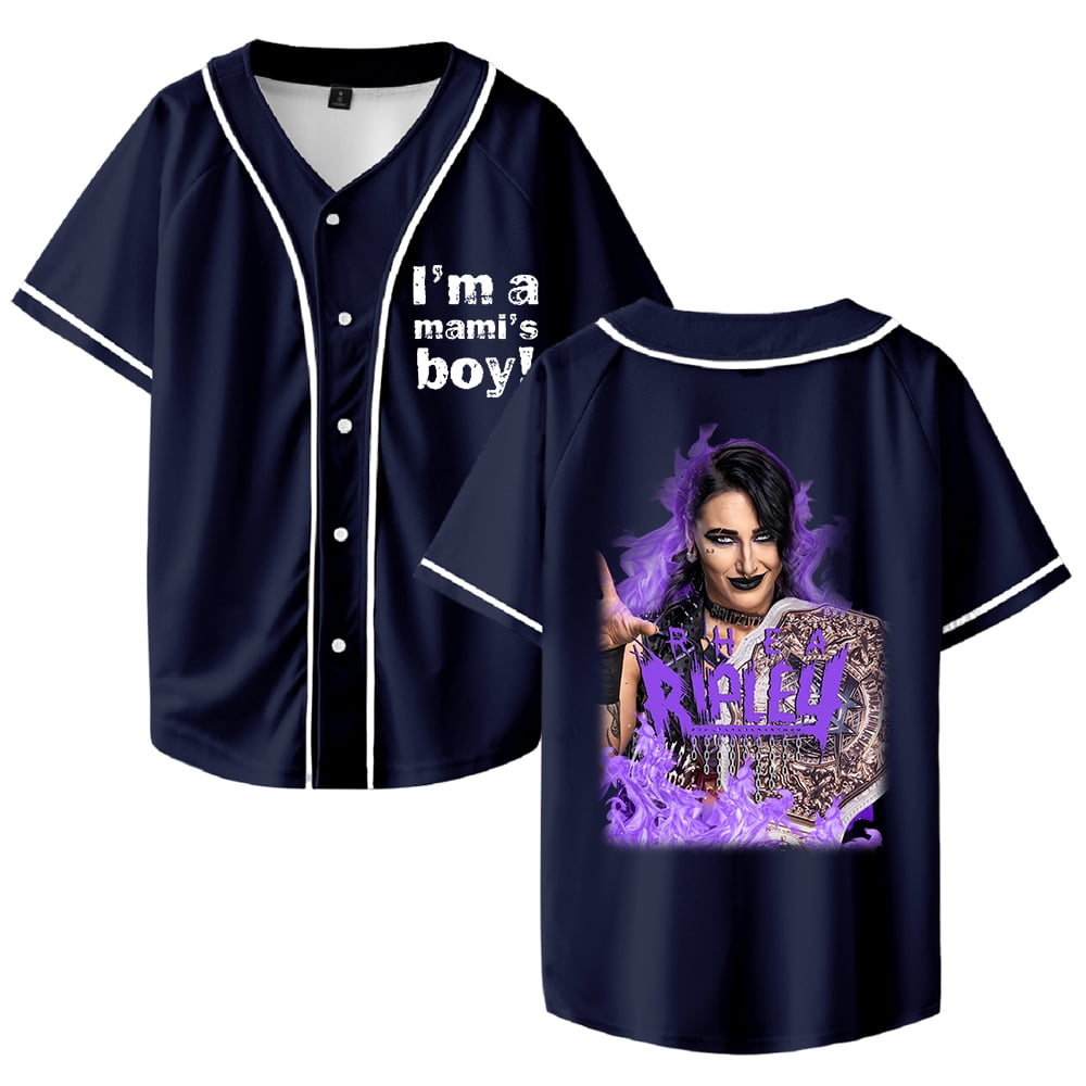 Rhea Ripley Baseball Jersey V-Neck Shirt Merch Women Men Short Sleeve ...